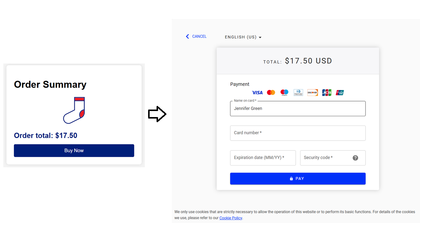 order summary to payment page redirect