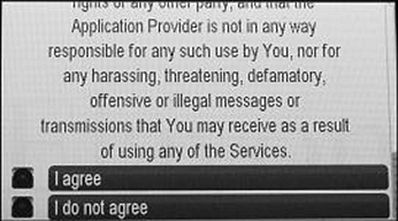 sample screen end agreement two radio buttons